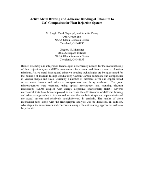 (PDF) Active Metal Brazing and Adhesive Bonding of Titanium to C/C ...