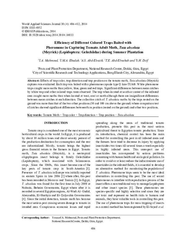 (PDF) Efficiency of Different Colored Traps Baited with Pheromone in ...