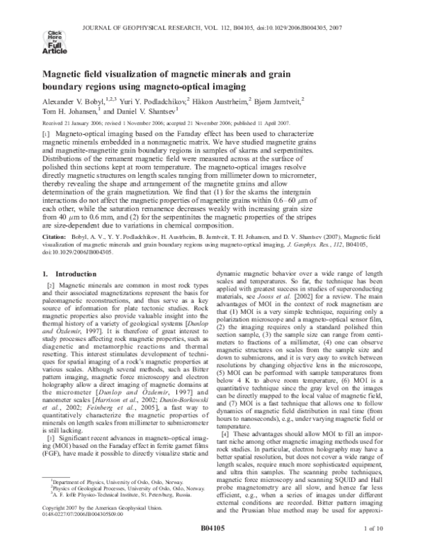 (PDF) Magnetic field visualization of magnetic minerals and grain ...