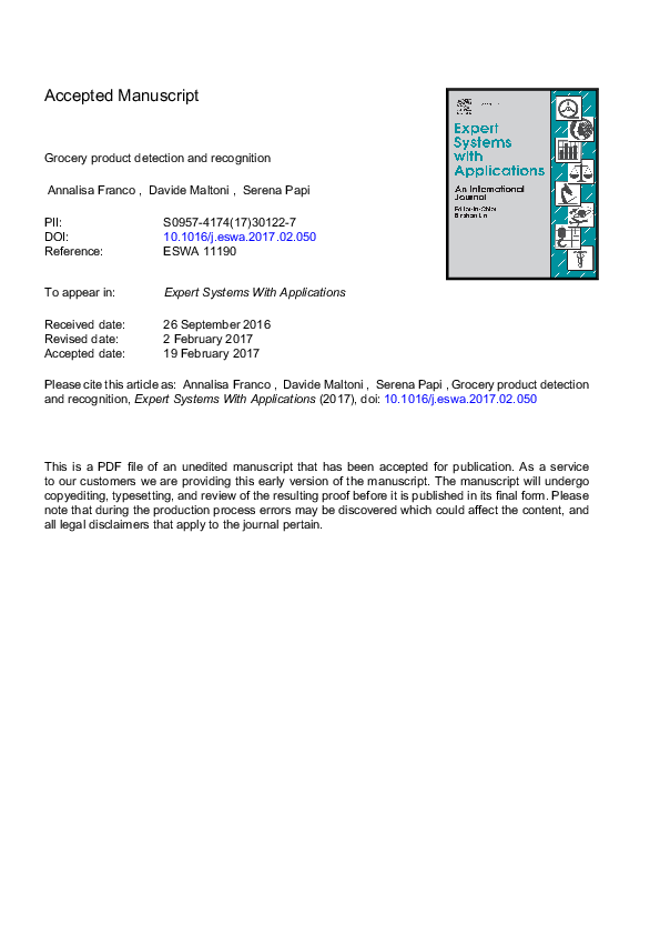 Pdf Grocery Product Detection And Recognition