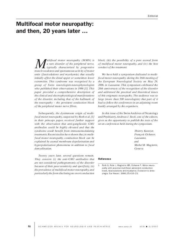 (PDF) Multifocal motor neuropathy: and then, 20 years later