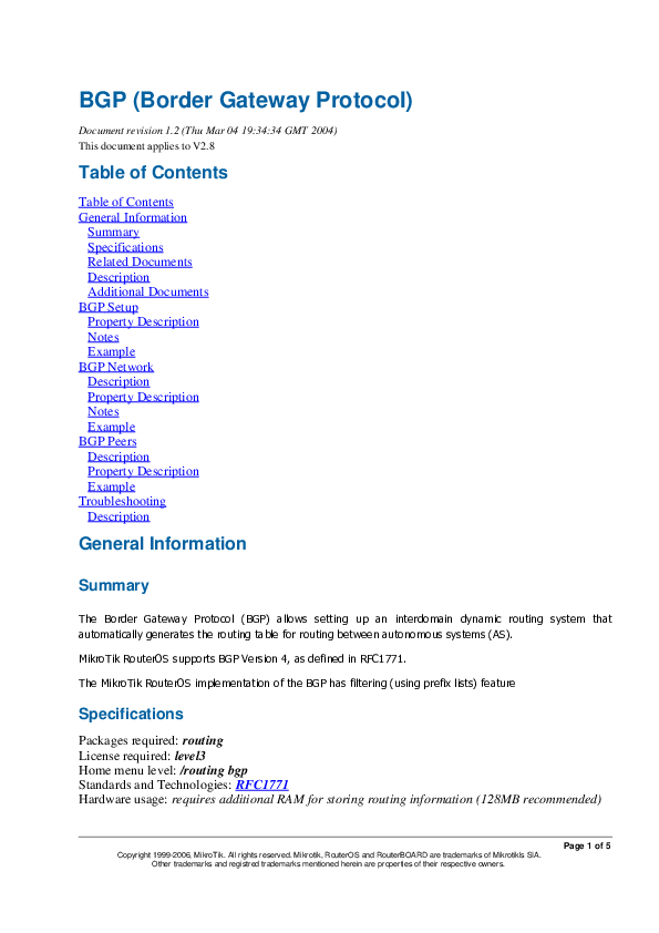 (PDF) BGP: Border Gateway Protocol