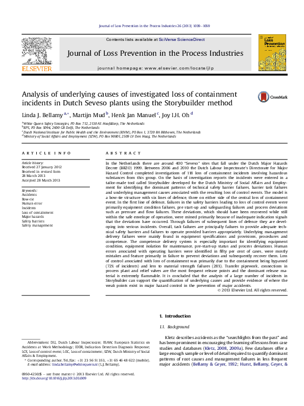 (PDF) Analysis of underlying causes of investigated loss of containment ...