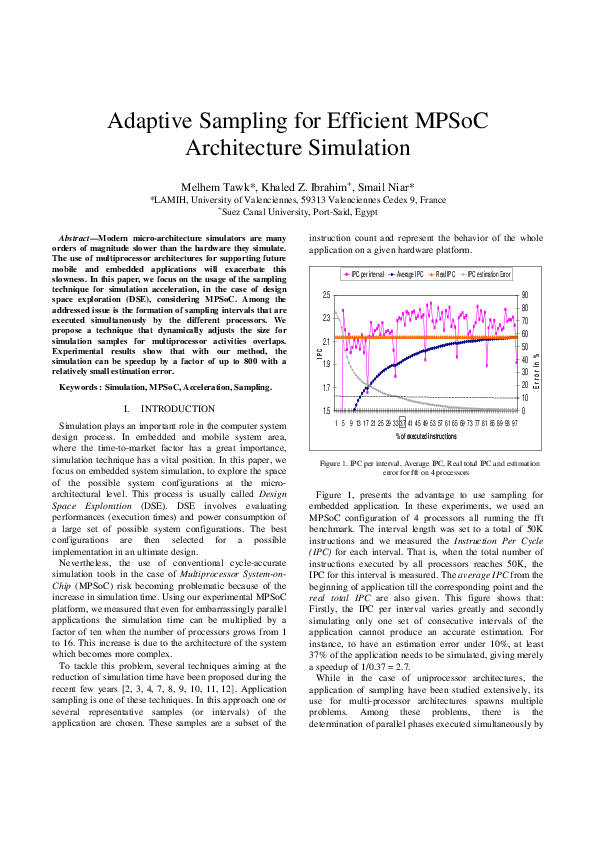 Pdf Adaptive Sampling For Efficient Mpsoc Architecture Simulation
