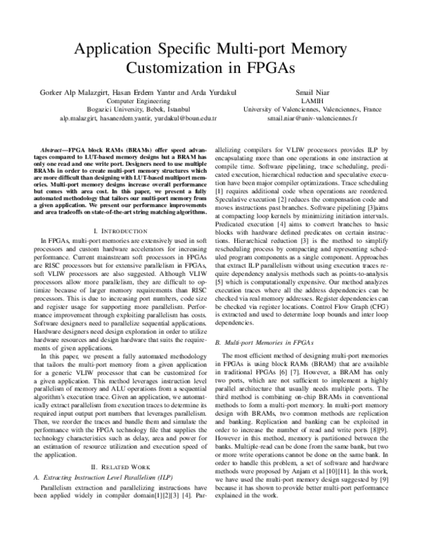 Pdf Application Specific Multi Port Memory Customization In Fpgas