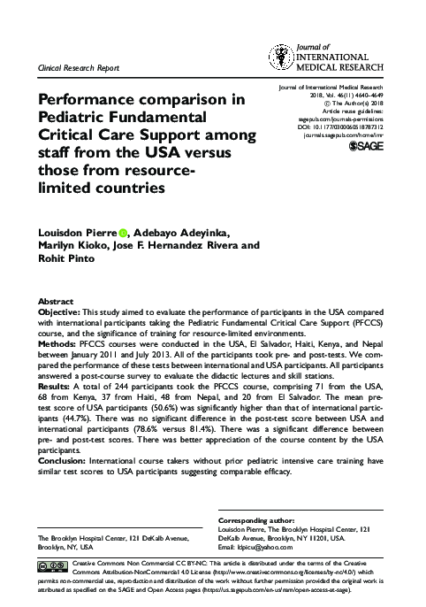 (PDF) Performance comparison in Pediatric Fundamental Critical Care ...