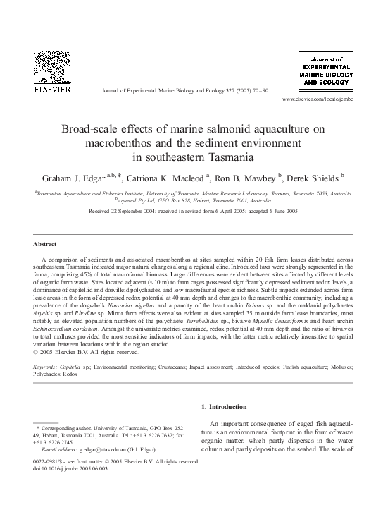 (PDF) Broad-scale effects of marine salmonid aquaculture on ...