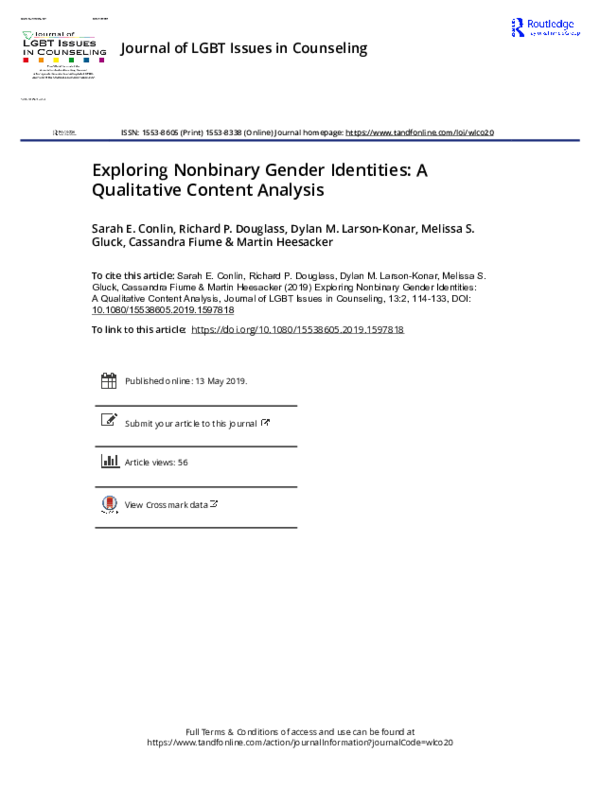 (PDF) Exploring Nonbinary Gender Identities: A Qualitative Content Analysis
