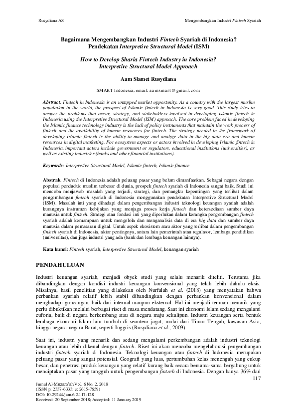 (PDF) Bagaimana Mengembangkan Industri Fintech Syariah di Indonesia? Pendekatan Interpretive ...