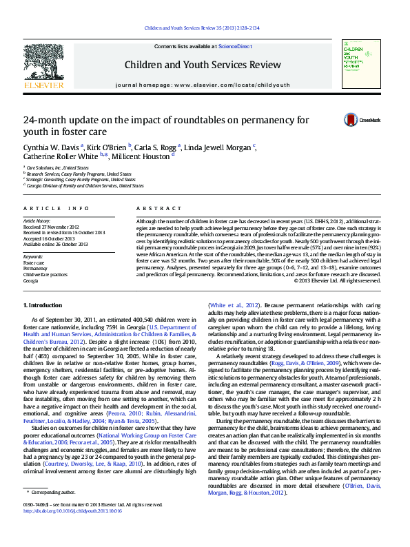 (PDF) 24-MONTH Update on the Impact of Roundtables on Permanency for ...