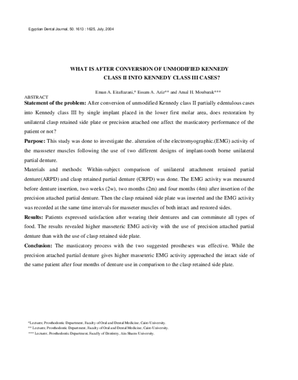 (PDF) What is After Conversion of Unmodified Kennedy Class II Into ...
