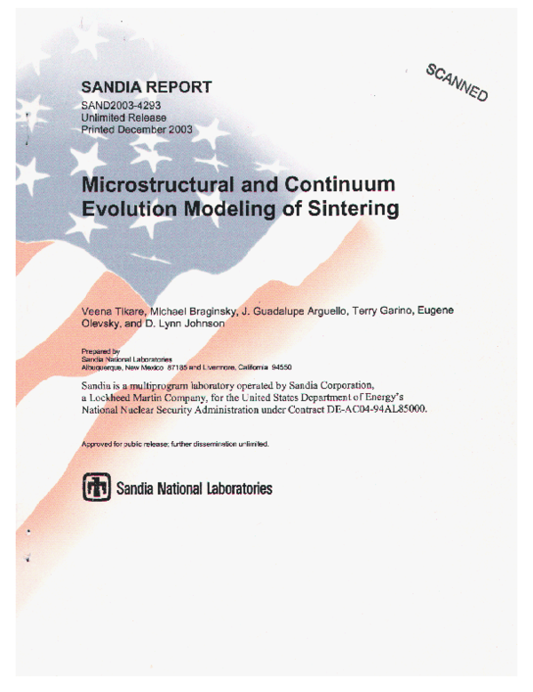 (PDF) Microstructural and continuum evolution modeling of sintering