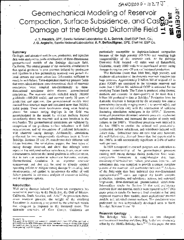(PDF) Geomechanical Modeling of Reservoir Compaction, Surface ...