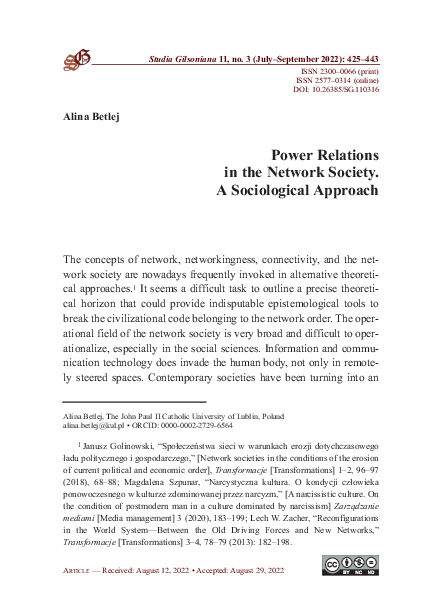 (PDF) Power Relations in the Network Society. A Sociological Approach