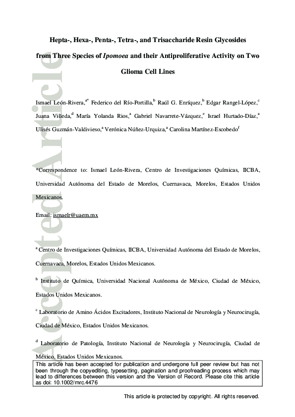 (PDF) Hepta-, hexa-, penta-, tetra-, and trisaccharide resin glycosides ...