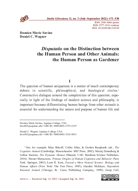 (PDF) Disputatio on the Distinction between the Human Person and Other ...