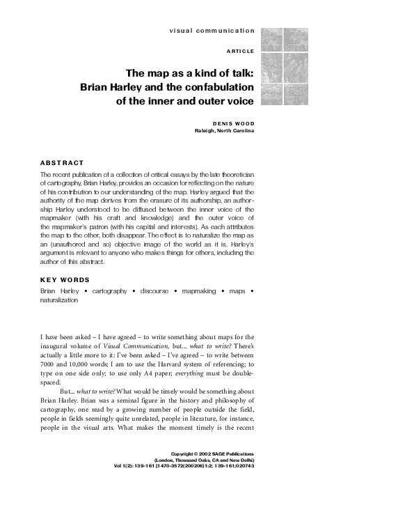 (PDF) The map as a kind of talk: Brian Harley and the confabulation of ...