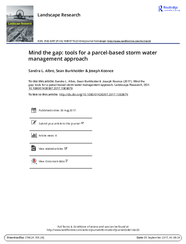 (PDF) Mind the gap: tools for a parcel-based storm water management ...