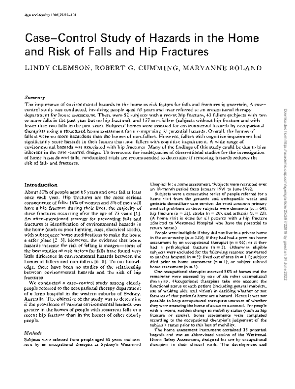 (PDF) Case–Control Study of Hazards in the Home and Risk of Falls and ...