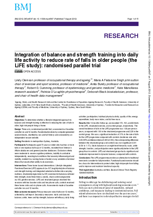 (PDF) Integration of balance and strength training into daily life ...
