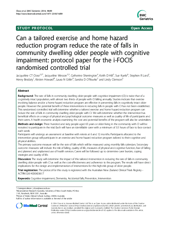 (PDF) Can a tailored exercise and home hazard reduction program reduce the rate of falls in ...