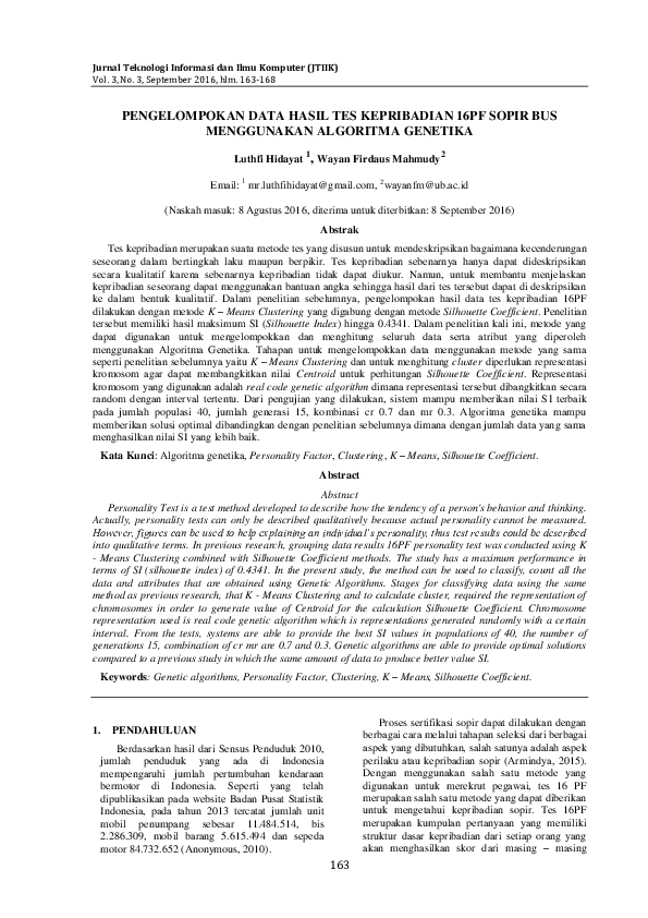 (PDF) Pengelompokan Data Hasil Tes Kepribadian 16pf Sopir Bus ...