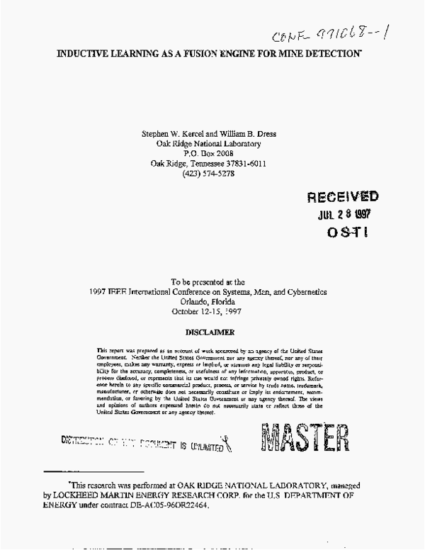 PDF Inductive Learning As A Fusion Engine For Mine Detection Stephen Kercel Academia edu pdf-inductive-learning-as-a-fusion-engine-for-mine-detection-stephen-kercel-academia-edu