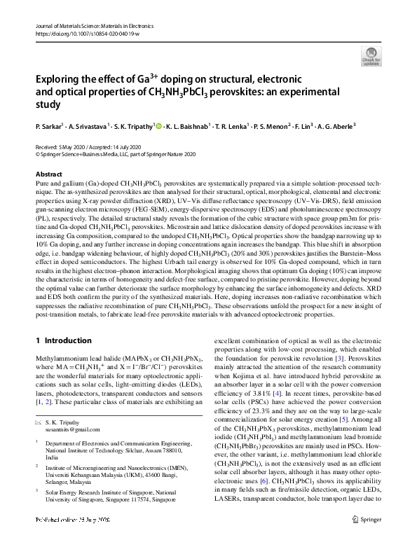 (PDF) Exploring the effect of Ga3+ doping on structural, electronic and optical properties of ...