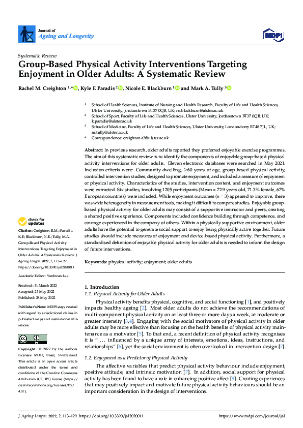(PDF) Group-Based Physical Activity Interventions Targeting Enjoyment in Older Adults: A ...