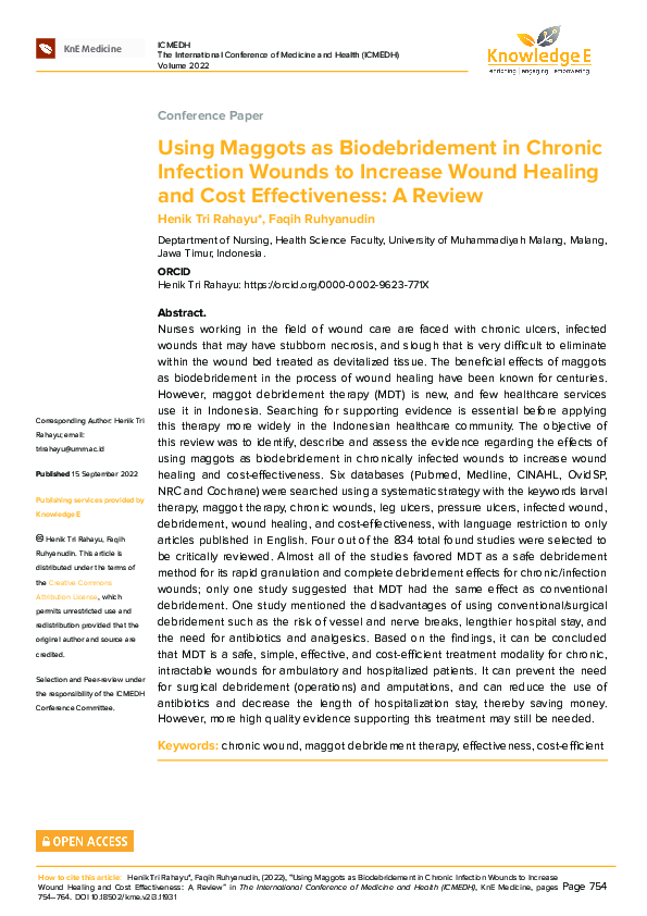 (PDF) Using Maggots as Biodebridement in Chronic Infection Wounds to ...