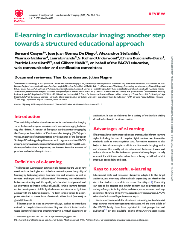 (PDF) E-learning in cardiovascular imaging: another step towards a ...