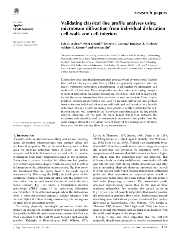 Pdf Validating Classical Line Profile Analyses Using Microbeam Diffraction From Individual