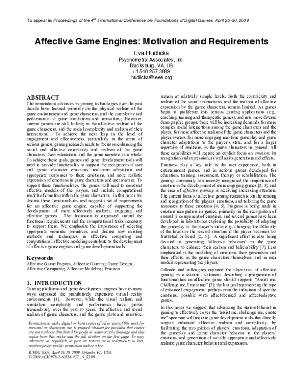 (PDF) Affective game engines