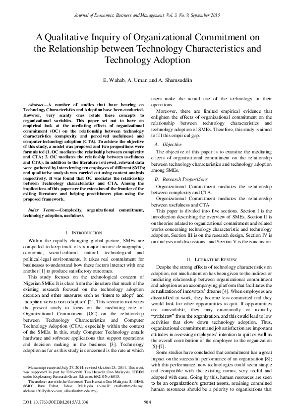 (PDF) A Qualitative Inquiry of Organizational Commitment on the ...