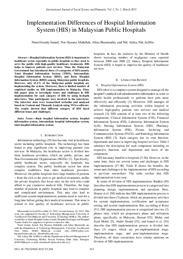 (PDF) Implementation Differences of Hospital Information System (HIS ...