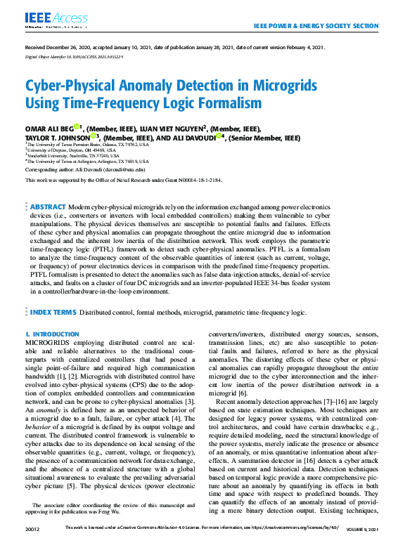 Pdf Cyber Physical Anomaly Detection In Microgrids Using Time