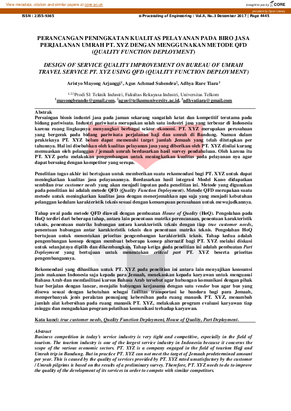 (PDF) Perancangan Peningkatan Kualitas Pelayanan Pada Biro Jasa Perjalanan Umrah Pt. Xyz Dengan ...