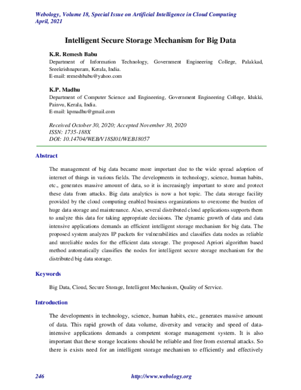 (PDF) Intelligent Secure Storage Mechanism for Big Data