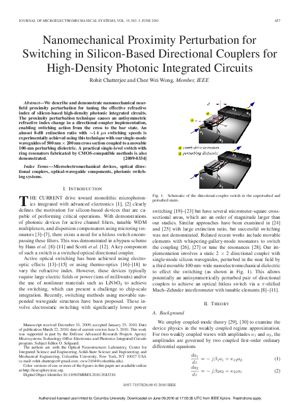 (PDF) Nanomechanical Tuning in Silicon Photonic Couplers
