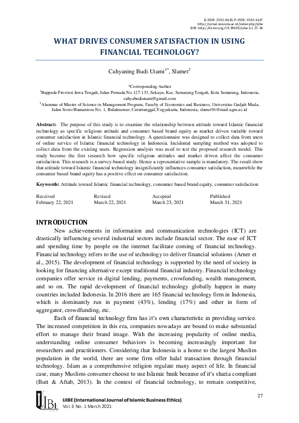(PDF) What Drives Consumer Satisfaction in Using Islamic Financial ...