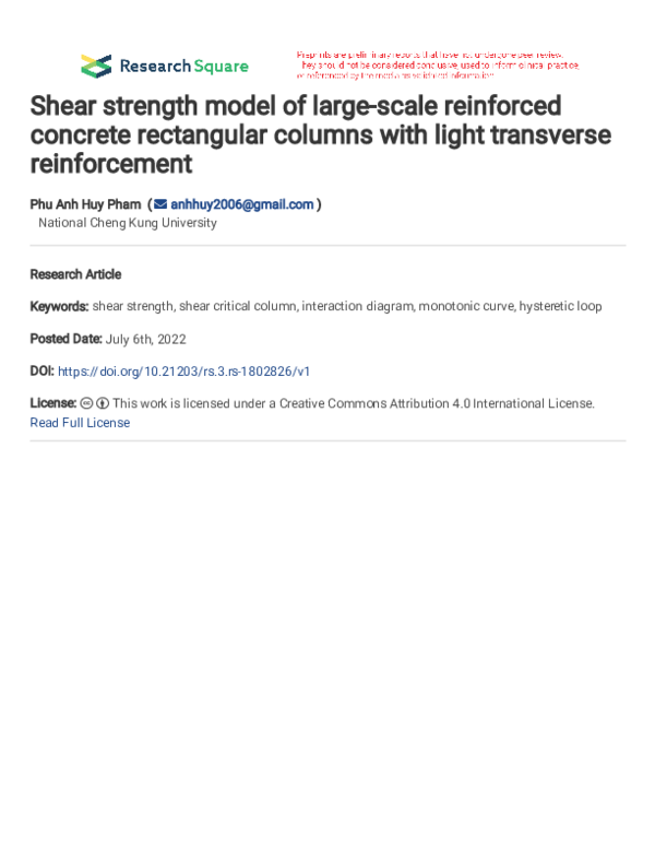 (PDF) Shear strength model of large-scale reinforced concrete ...