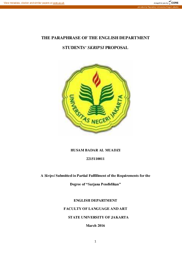 (PDF) The Paraphrase of the English Department Students’ Skripsi ...