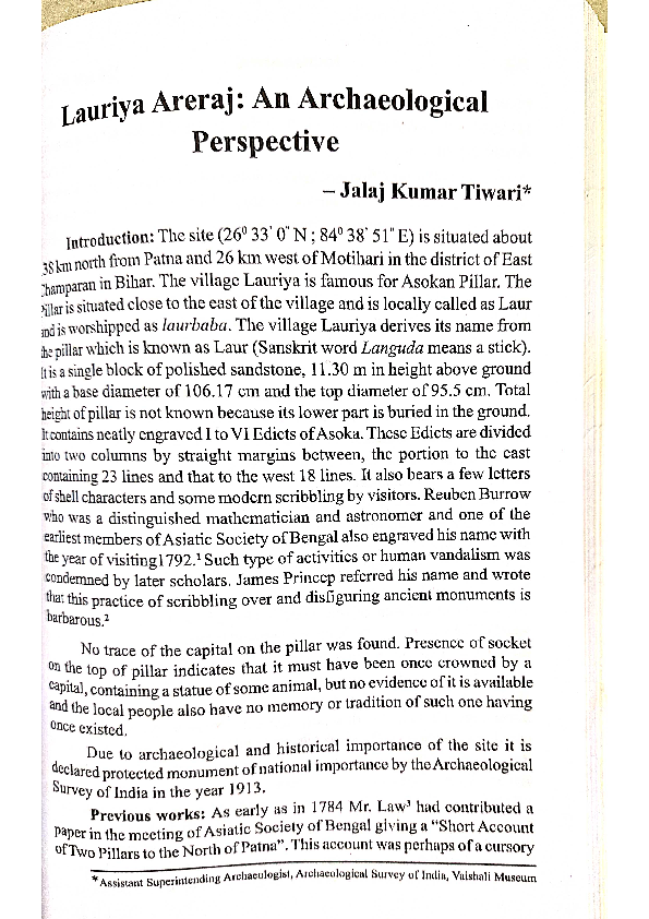 (PDF) Lauriya Areraj An Archaeological Perspective