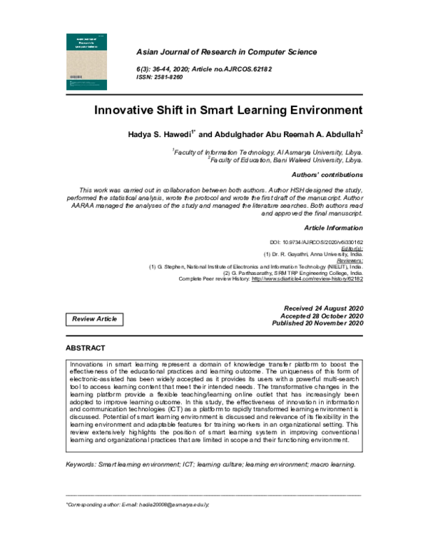 (PDF) Innovative Shift in Smart Learning Environment