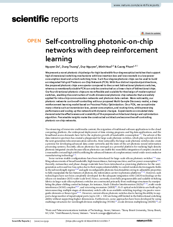 (PDF) Self-Controlling Photonic-on-Chip Networks With Deep Reinforcement Learning