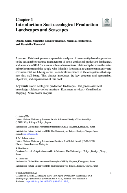 (PDF) Introduction: Socio-ecological Production Landscapes and Seascapes (PDF) Introduction: Socio-ecological Production Landscapes and Seascapes