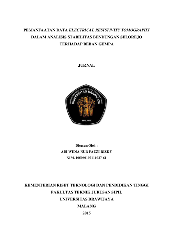 (PDF) Pemanfaatan Data Electrical Resistivity Tomography Dalam Analisis Stabilitas Bendungan ...