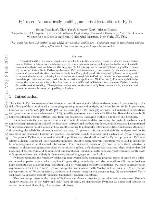 (PDF) PyTracer: Automatically profiling numerical instabilities in Python