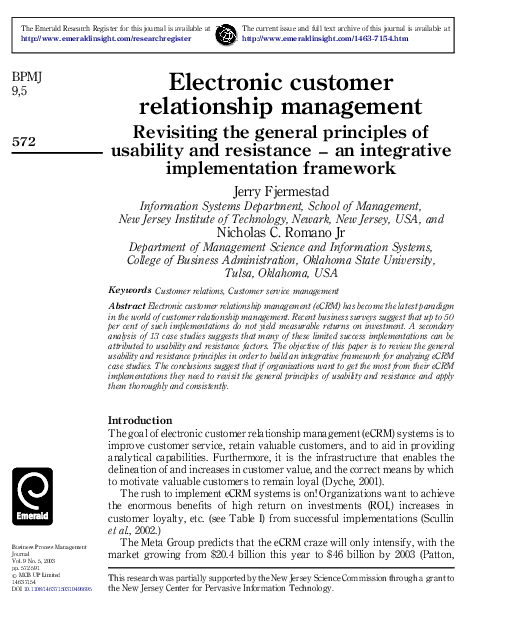 (PDF) Electronic customer relationship management