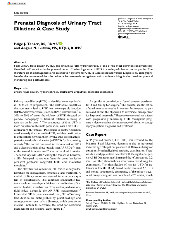 (PDF) Prenatal Diagnosis of Urinary Tract Dilation: A Case Study